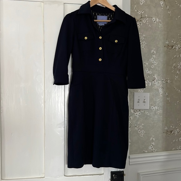 Kay Unger | Dresses | Kay Unger Navy Blue Collared Dress 6 | Poshmark